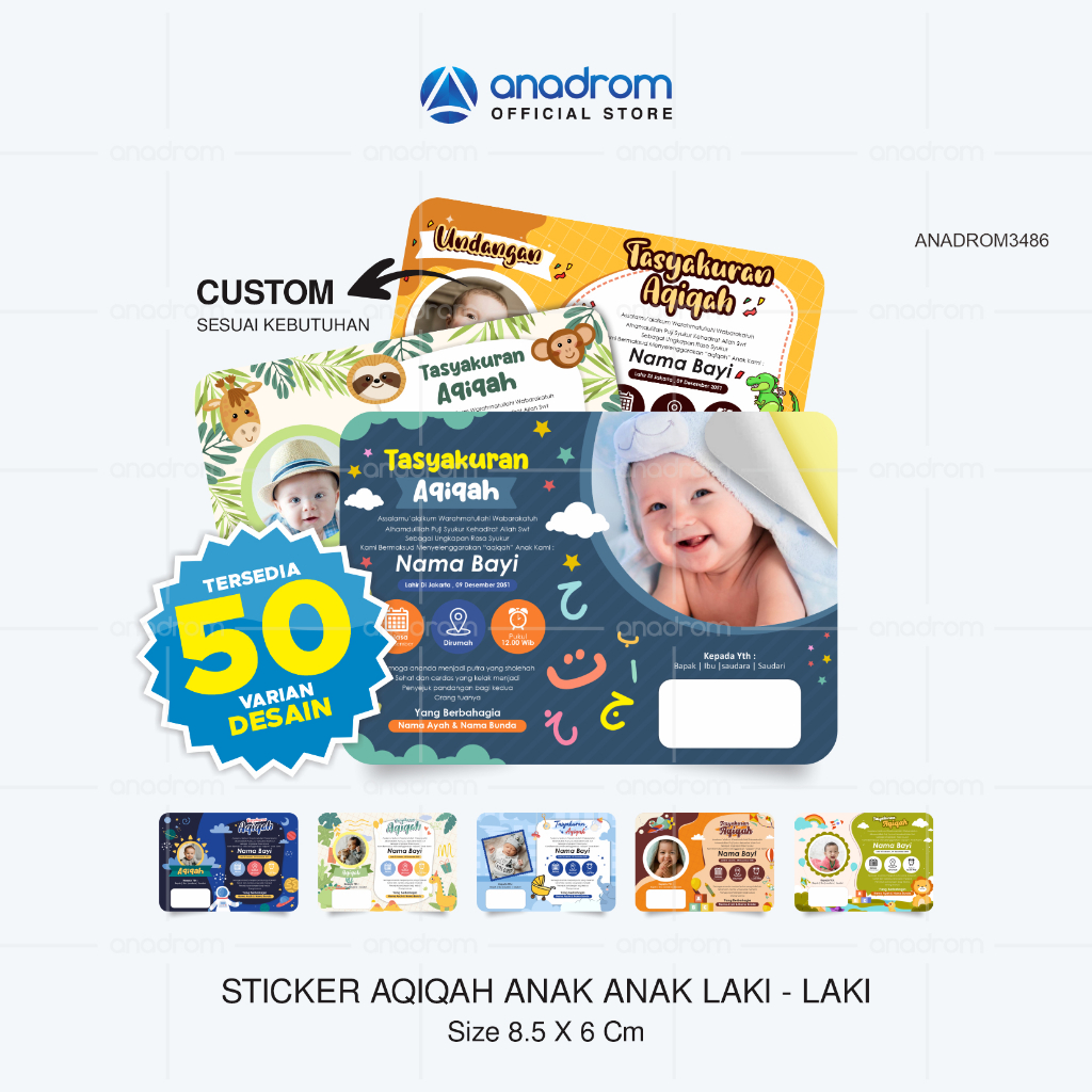 Jual Sticker Label Aqiqah Anak Laki - Laki | Sticker Label Box Makanan ...
