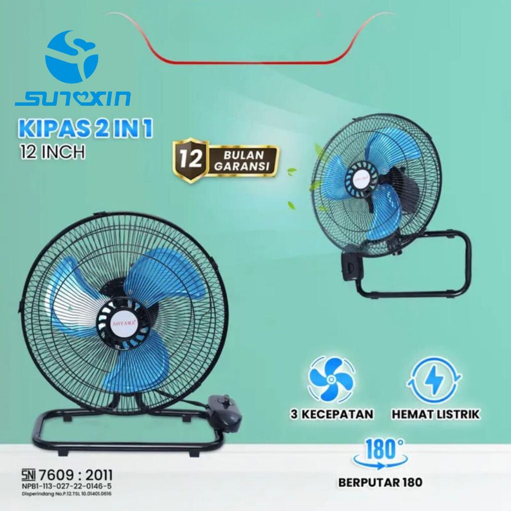 Jual SUNXIN kipas angin duduk 12 inch / desk fan besi 12 inch / wall ...