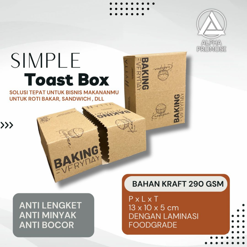 Jual TOAST BOX KRAFT 13 CM X 10 CM X 5 CM | TAKE AWAY | PACKAGING | DUS ...
