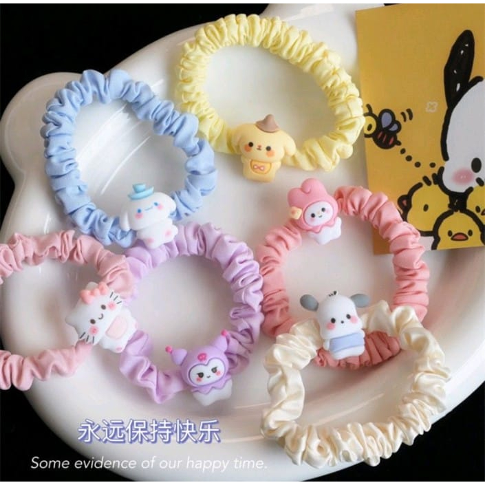 Jual IKAT RAMBUT SCRUNCHIE KOREA MOTIF LUCU KARTUN || KARET IKAT RAMBUT ...