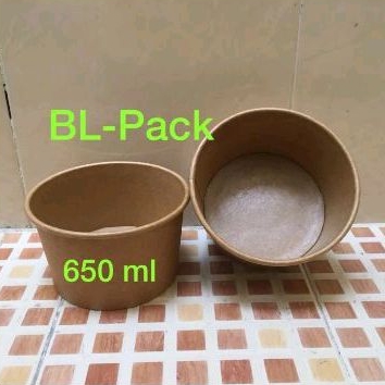 Jual paper bowl 650 ml bahan BROWN KRAFT tidak termasuk tutup minim ...