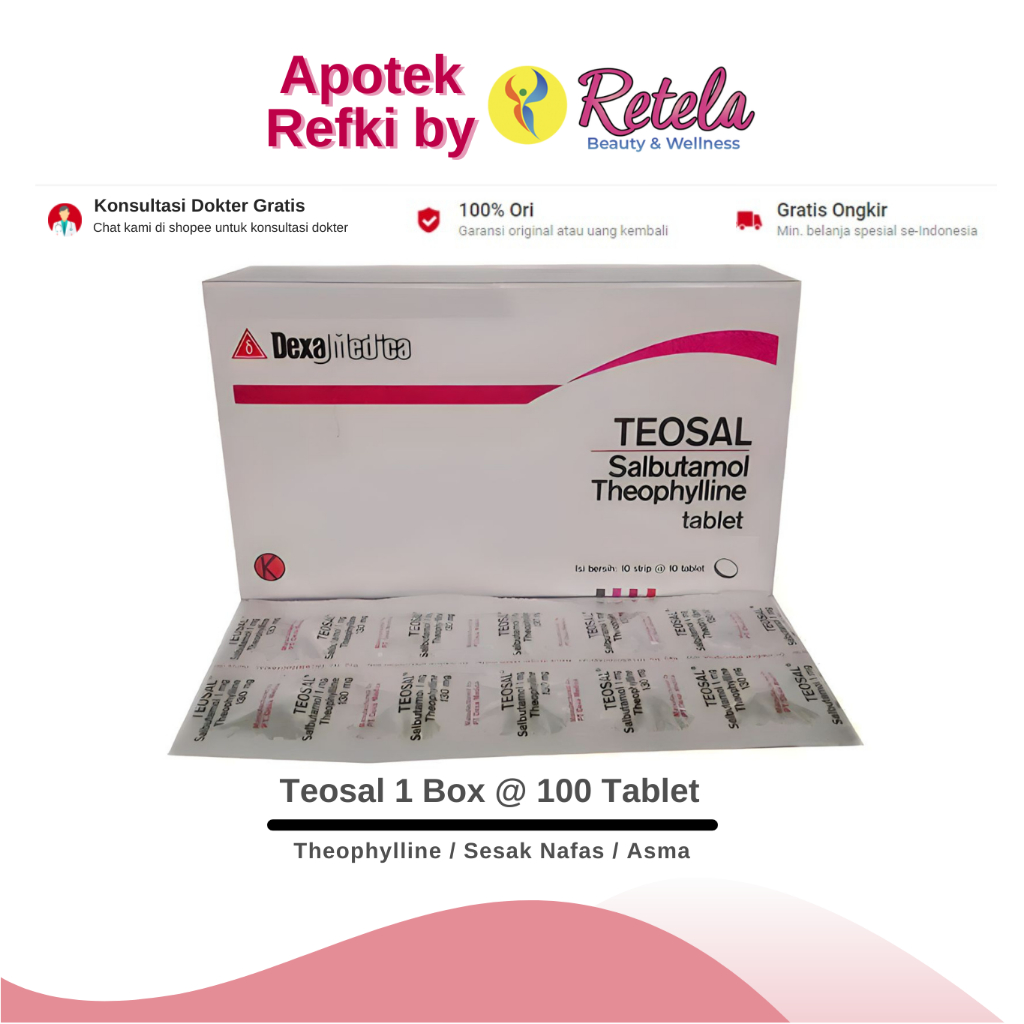 Jual Teosal 1 Box @ 100 Tablet / Salbutamol / Theophylline / Sesak ...