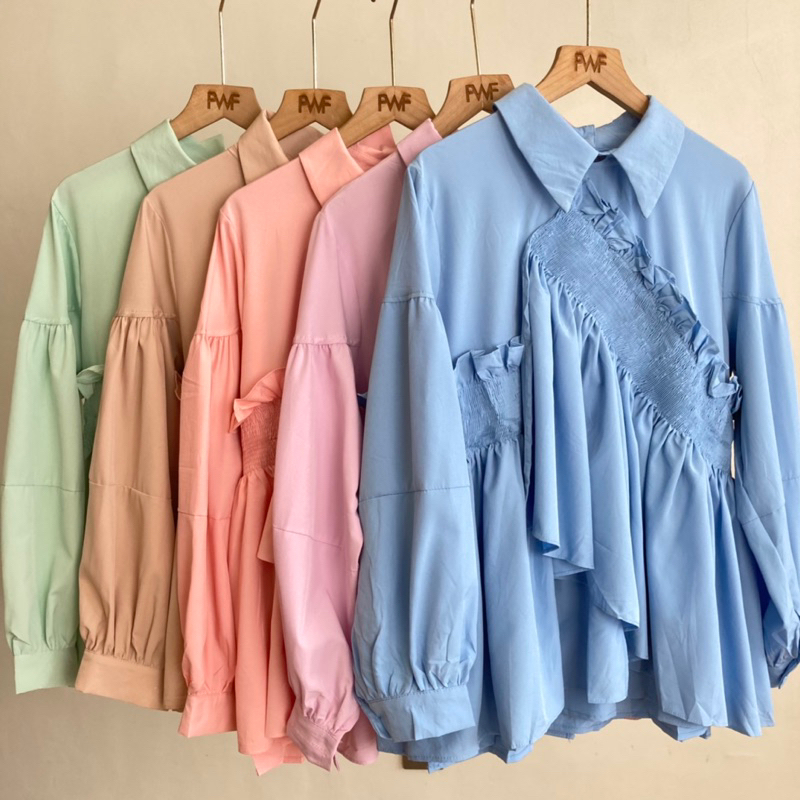 Jual Gea Smock Blouse / Baju Atasan Ruffle Wanita Import | Shopee Indonesia