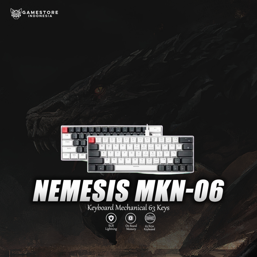 Jual Keyboard Mechanical 63 Keys Removable HELENS MKN-06 NYK Nemesis ...