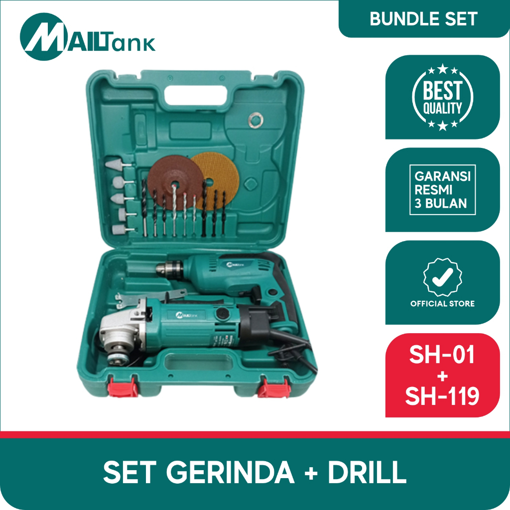 Jual 1 Set Koper Mesin Gerinda Tangan 4 inch dan Mesin Bor 10mm ...