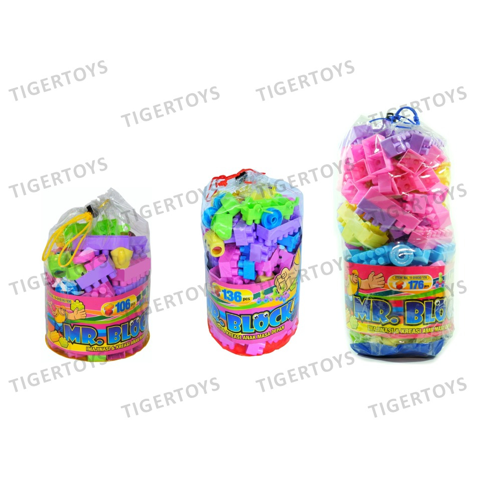 Jual Mainan Lego Block Balok Susun Kantong MR.BLOCK 106 / 136 / 176 ...