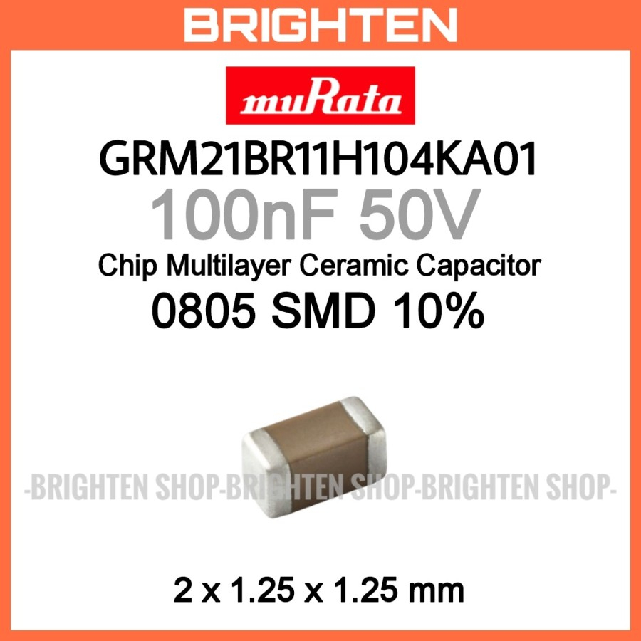 Jual MURATA Kapasitor SMD 104 100nF 0.1uF 50V 0805 10% | Shopee Indonesia