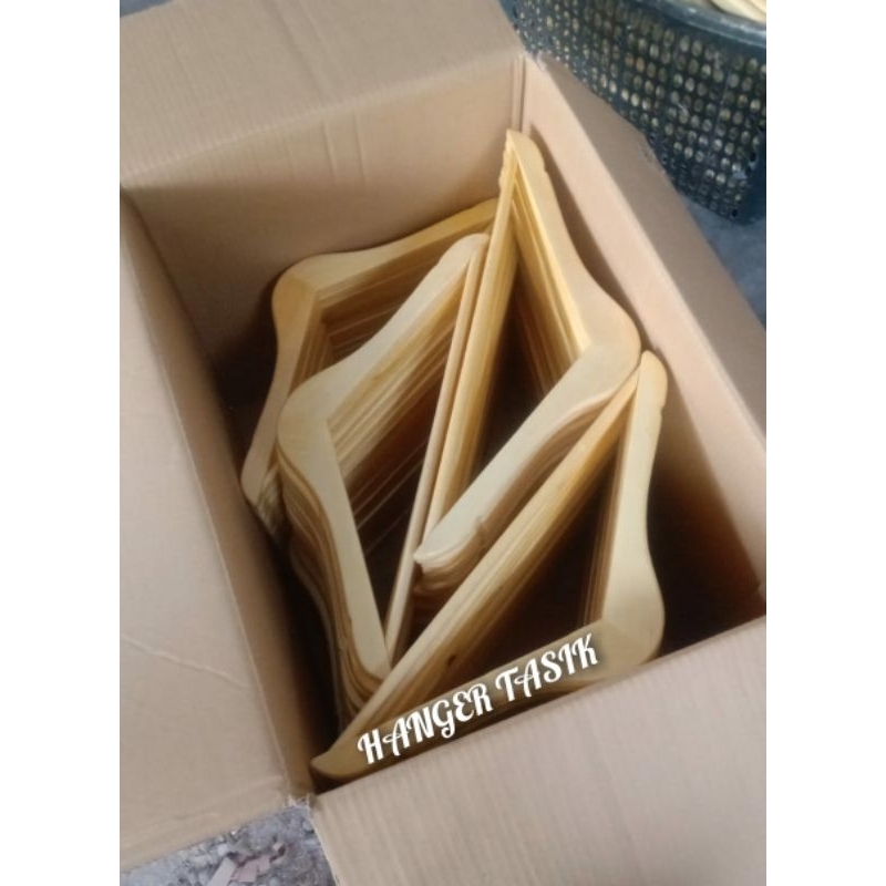 Jual HANGER KAYU NATURAL + PALANG KAYU( paket 100 pcs ) | Shopee Indonesia