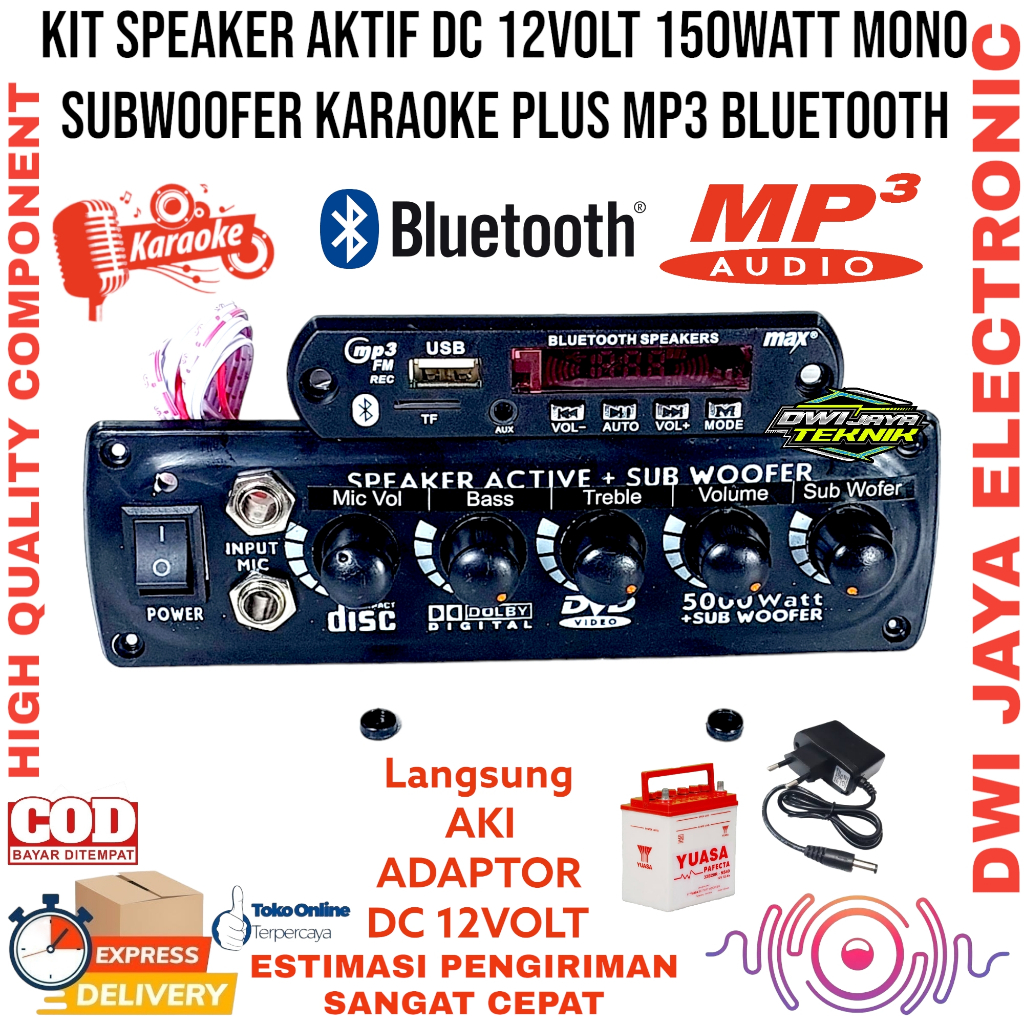 Jual Power Speaker Active DC 12VOLT 150Watt Mono Subwoofer Karaoke Plus ...