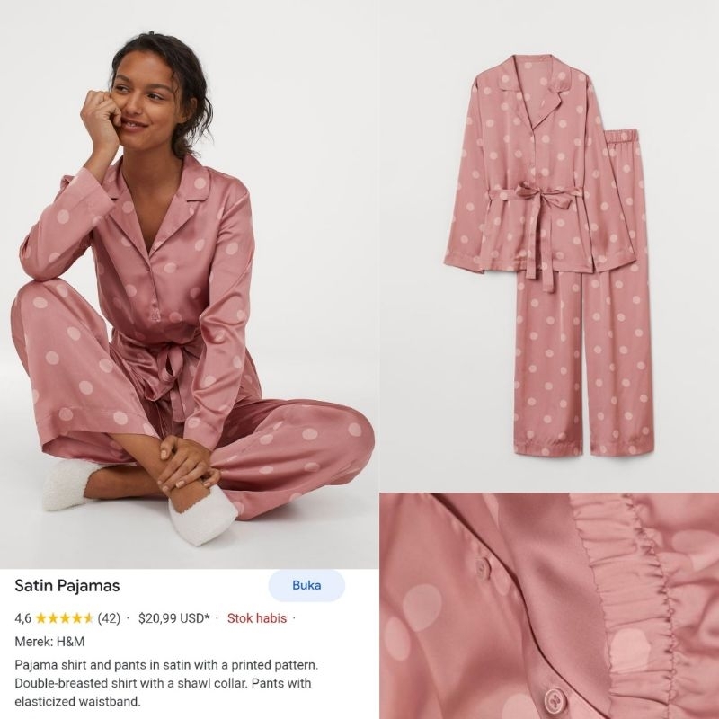 Jual HM satin pajamas set | Shopee Indonesia