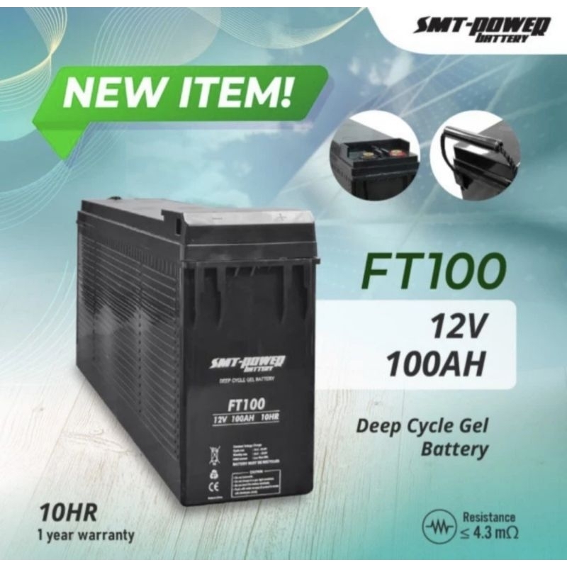 Jual FT100 BATTERY SMT POWER FT100 12V 100AH DEEP CYCLE GEL BATTERY ...