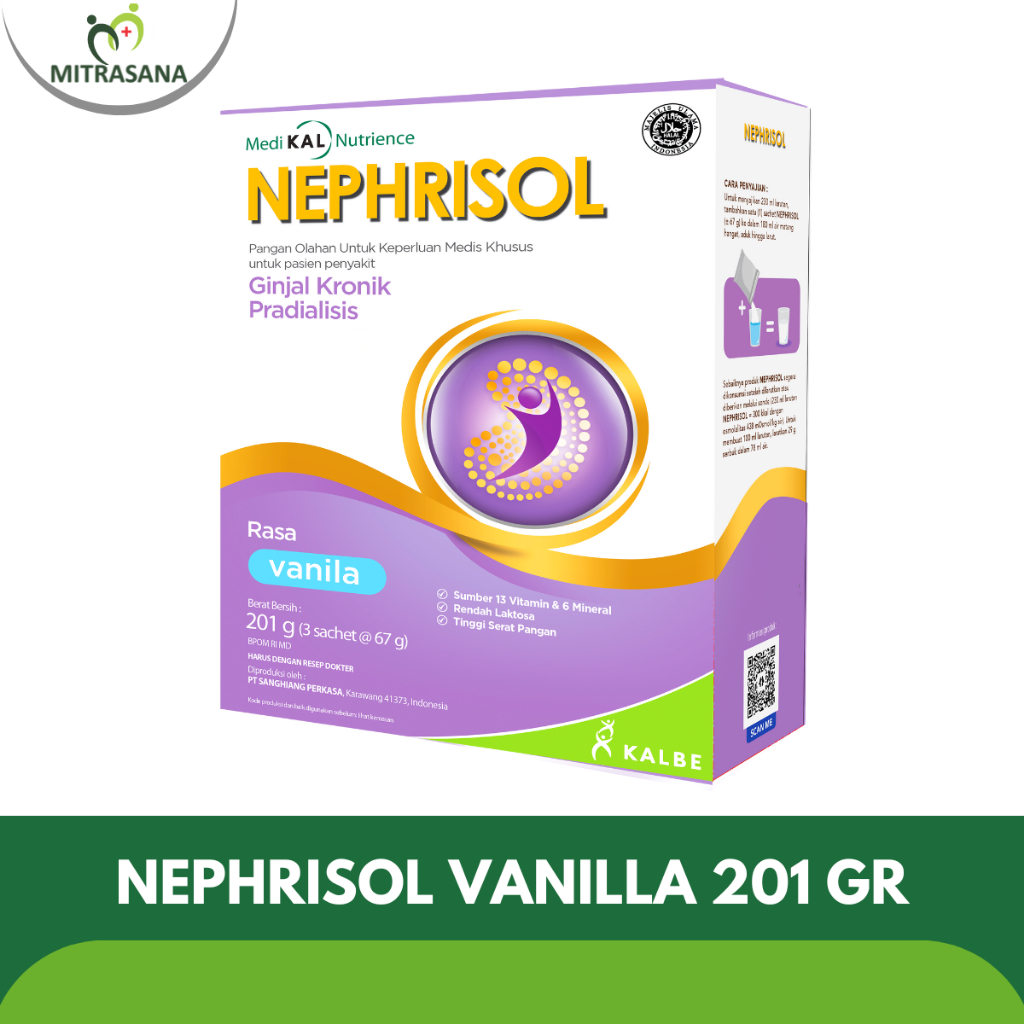 Jual Nephrisol Vanilla 201 Gram - Nutrisi Rendah Protein Ginjal Kronik ...