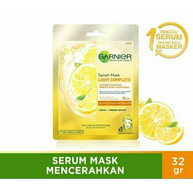 Jual Masker Garnier Serum Mask Light Complete Tissue Mask Kuning (28gr ...