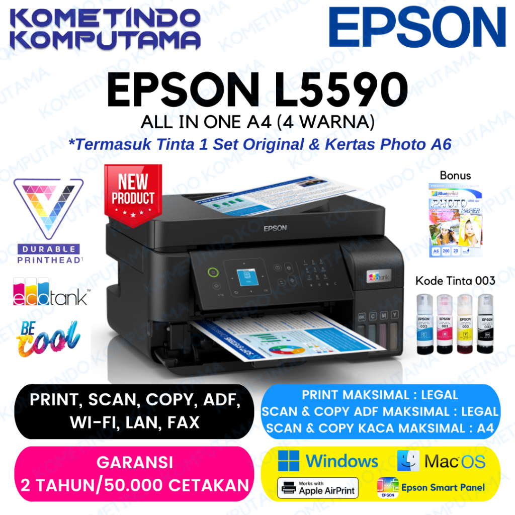 Jual L5590 A4 Wi-Fi All-in-One Ink Tank Printer with ADF EIN Epson ...