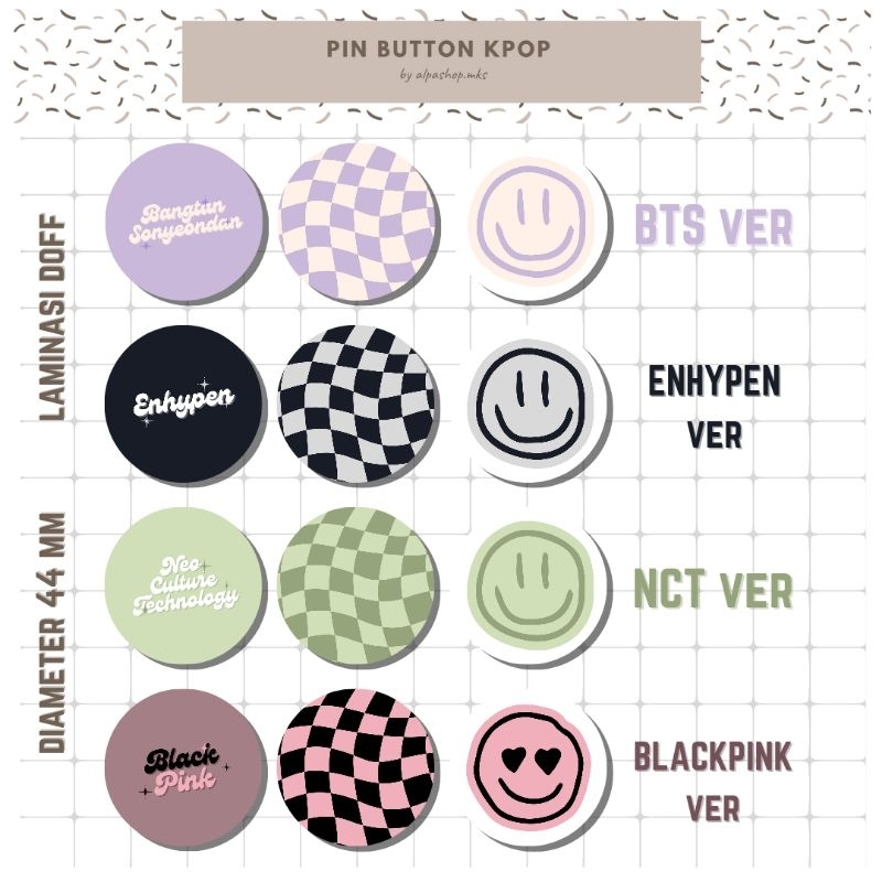 Jual PIN BUTTON KPOP BTS ENHYPEN NCT BLACKPINK | Shopee Indonesia