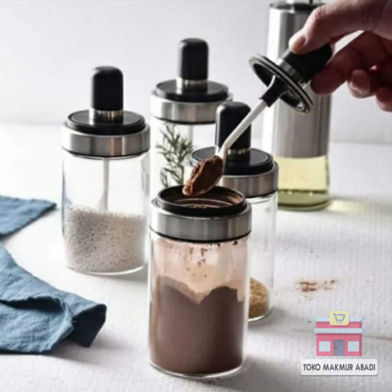 Jual Botol Bumbu Dapur Kaca Toples Bumbu Dapur Tempat Bumbu Gratis ...