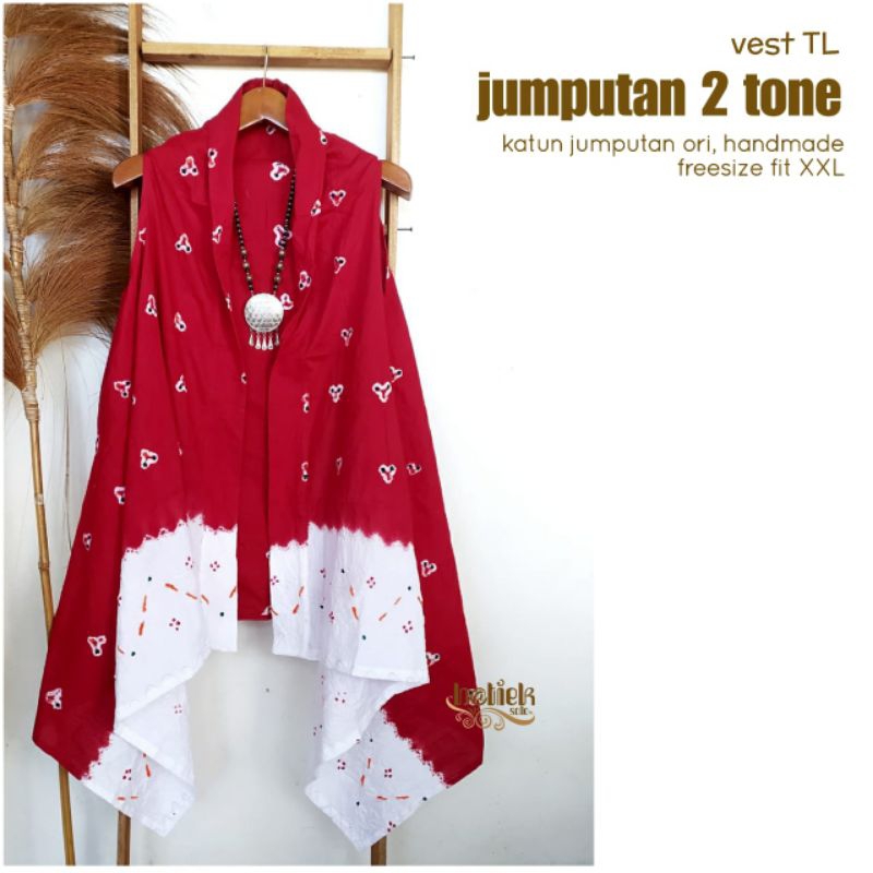 Jual Outer batik jumput tanpa lengan merah-putih | Shopee Indonesia