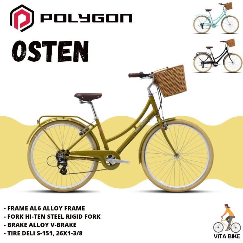 Jual Sepeda Polygon Sierra Oosten 26 Inch Sepeda Keranjang Rotan ...