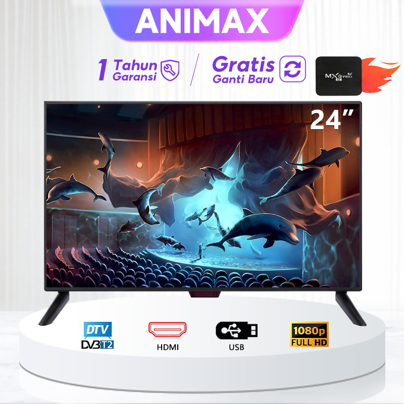Jual Animax TV LED 24 inch HD Ready Smart TV Televisi With STB(SMART-A24A) | Shopee Indonesia