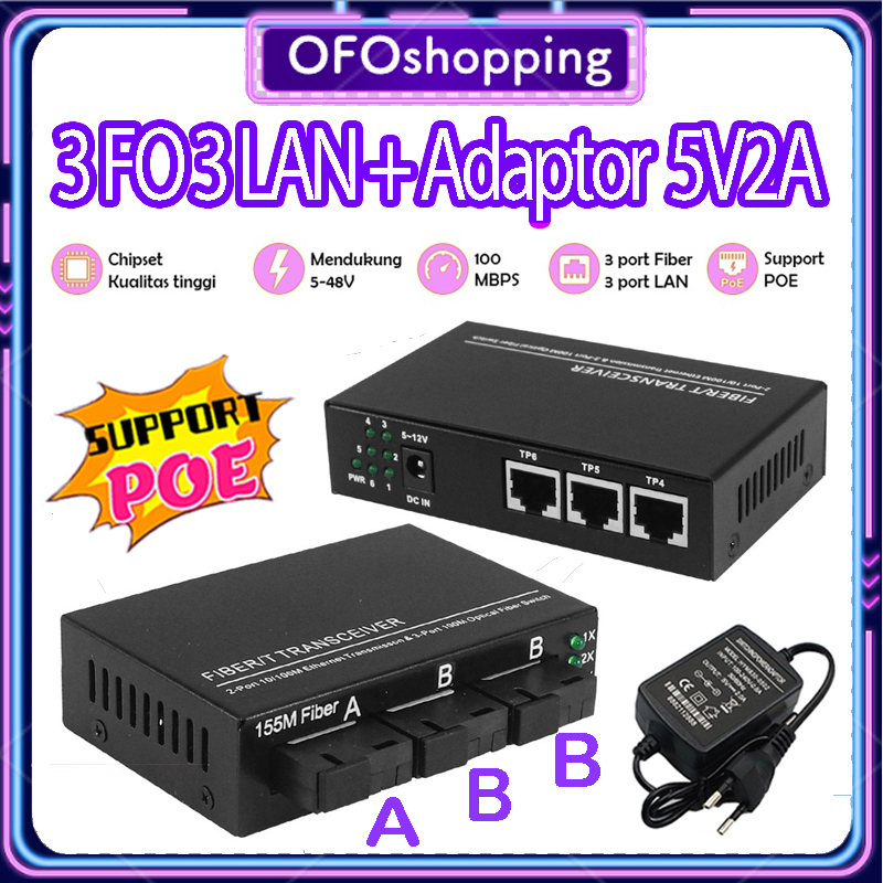 Jual [ABB] Htb 3 Fo 3 Lan Media Converter 3Fo 3Lan Support Poe 5-12V 3F3E 10/100 Mpbs 3Fo 3Lan ...
