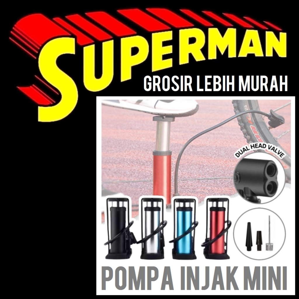 Jual (12B) POMPA INJAK MINI PORTABLE Injek Ban Dual Head Valve Inflator ...