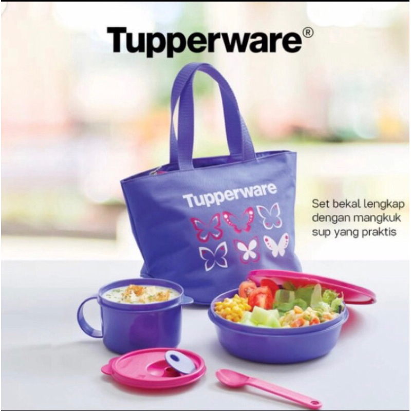 Jual Tupperware Delight Lunch Set WadahBekal Makanan | Shopee Indonesia