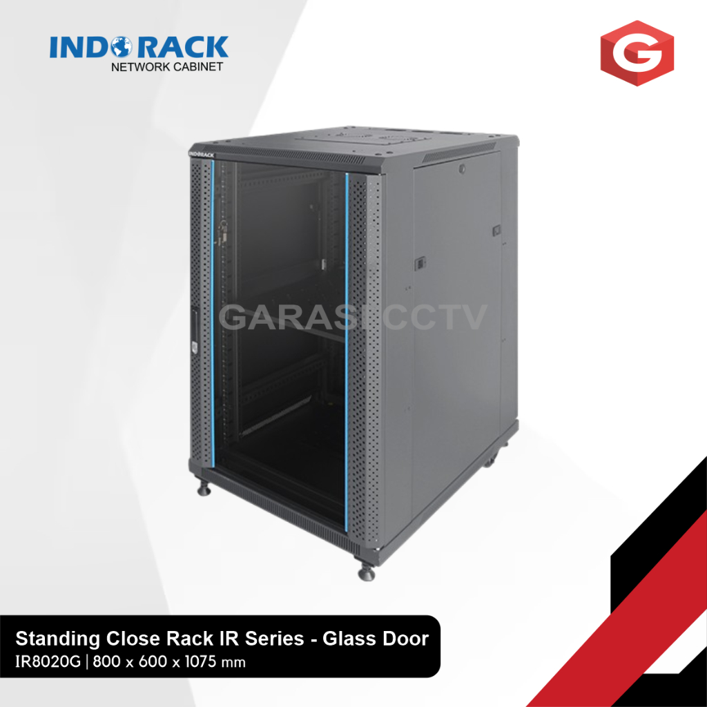 Jual Indorack 20U Close Rack Depth 800mm Glass Door 19" - IR8020G ...