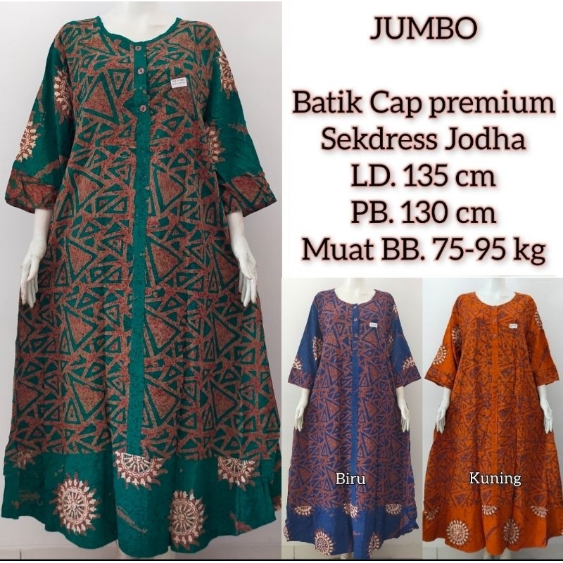 Jual Daster JUMBO Sekdress Jodha Batik Cap /MUAT BB75-95 KG/REALPICT ...