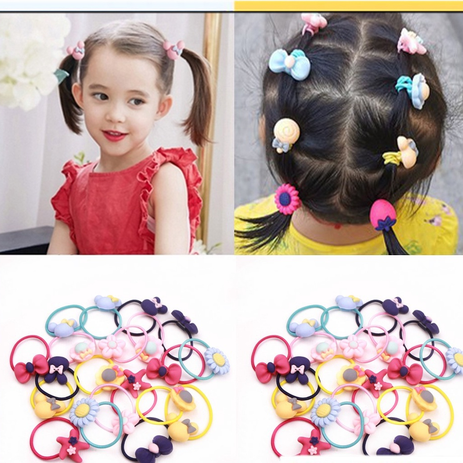 Jual Ikat Rambut Elastis Gammaraki Anak Motif Lucu Imut Isi 40 Kunciran ...