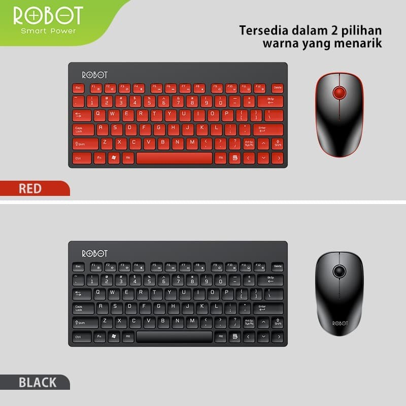 Jual Keyboard and Mouse Wireless ROBOT KM3000 | Shopee Indonesia