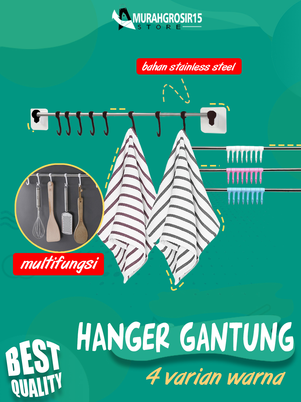 Jual Hanger Rak Gantung Rak Dapur Rak Handuk Tempat Cantolan Alat Masak ...