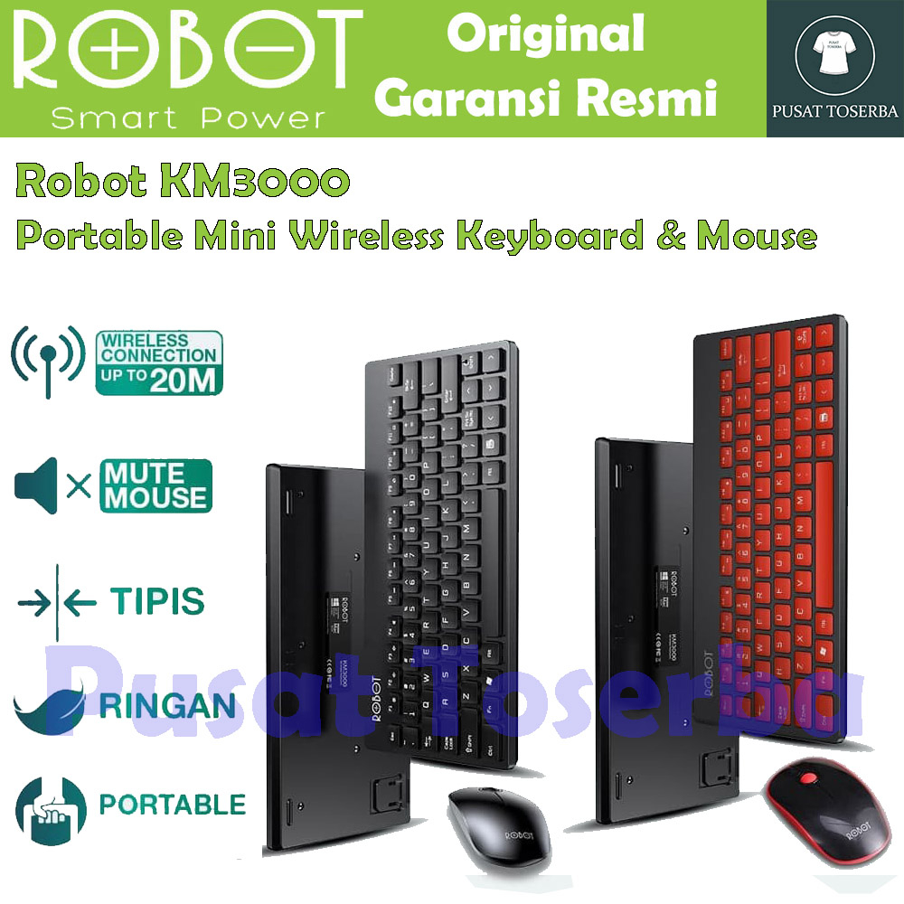 Jual Keyboard & Mouse Robot KM3000 Portable Mini Wireless Combo ...