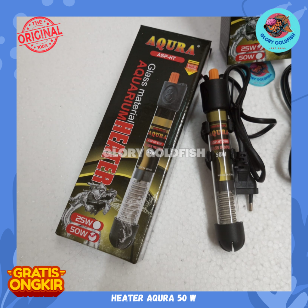 Jual HEATER AQUARIUM AQURA HT 50W ALAT PEMANAS PENGHANGAT AIR AQUARIUM ...