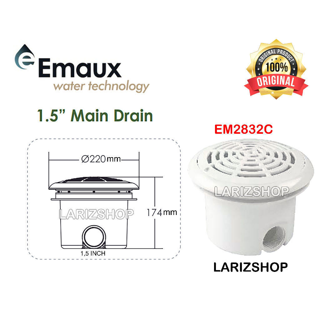 Jual MAINDRAIN KOLAM RENANG EMAUX EM 2832 C ORIGINAL / MAIN DRAIN EMAUX ...