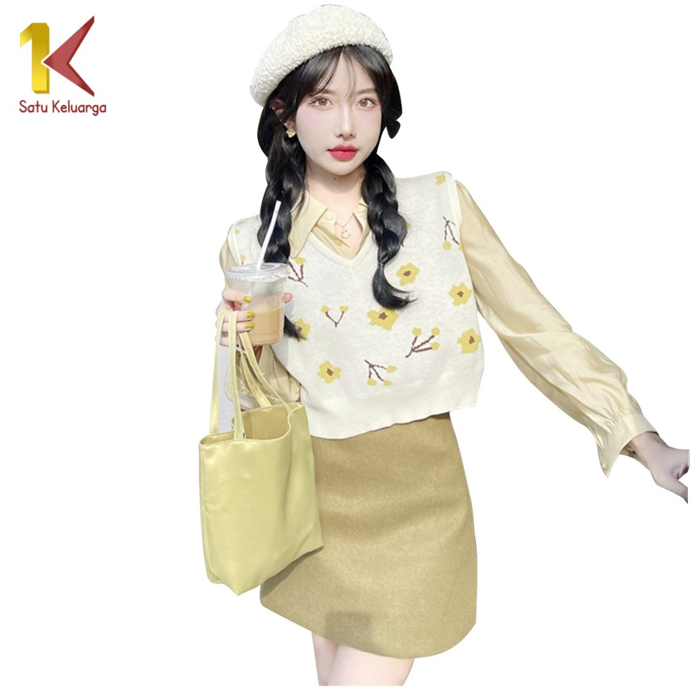 Jual 1K Rompi Vest Rajut Wanita Vneck P564 Knit Sweater Rajut Tanpa ...