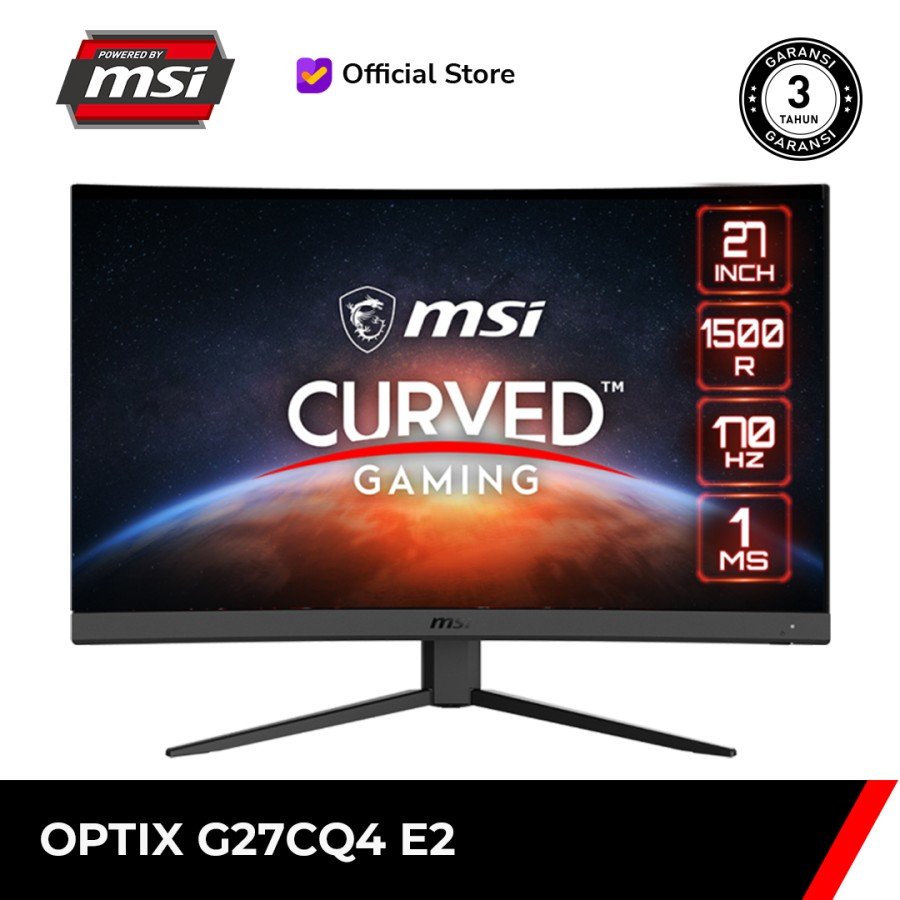 Jual MSI OPTIX G27CQ4 E2 GAMING MONITOR CURVED 1440P 170Hz HDMI DP ...