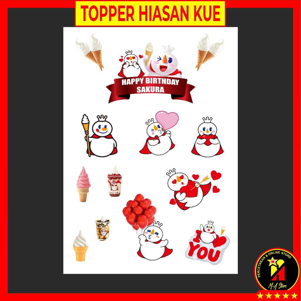 Jual Topper Karakter Mixue Ice Cream Viral Hiasan Kue Cake Ulang tahun ...
