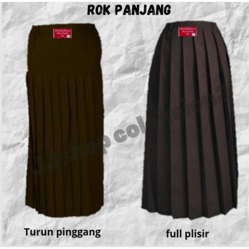 Jual Seragam sekolah rok panjang Pramuka coklat SD SMP SMA rempel lipit turun pinggang dan full ...