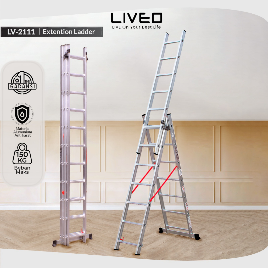 Jual LIVEO Tangga Lipat Alumunium Extension Liveo LV-2111 / Tangga ...
