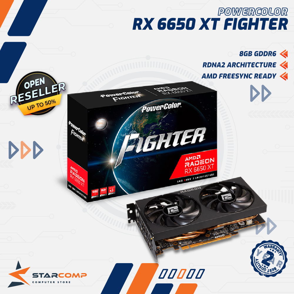 Jual PowerColor RX 6650 XT Fighter 8GB D6 VGA RX6650XT Power Color ...