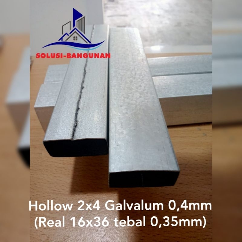 Jual Hollow 2x4 galvalume 0,4mm - 4 meter/holo 04/hollo/hollow galv/rangka partisi/rangka plafon ...