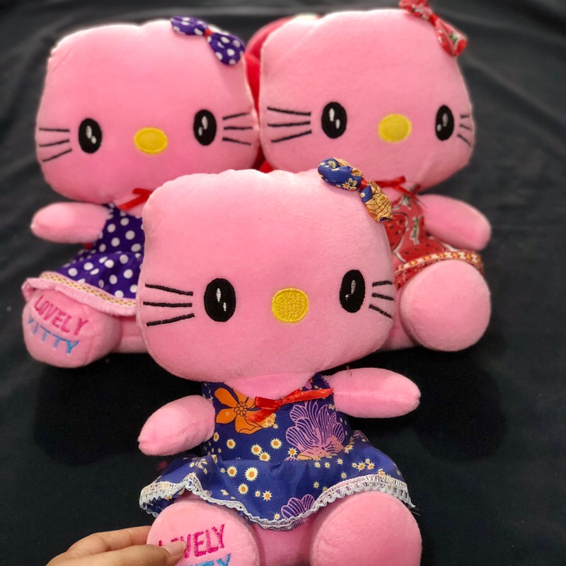Jual Boneka hello kitty baju dress duduk lucu boneka hello kitty pita ...
