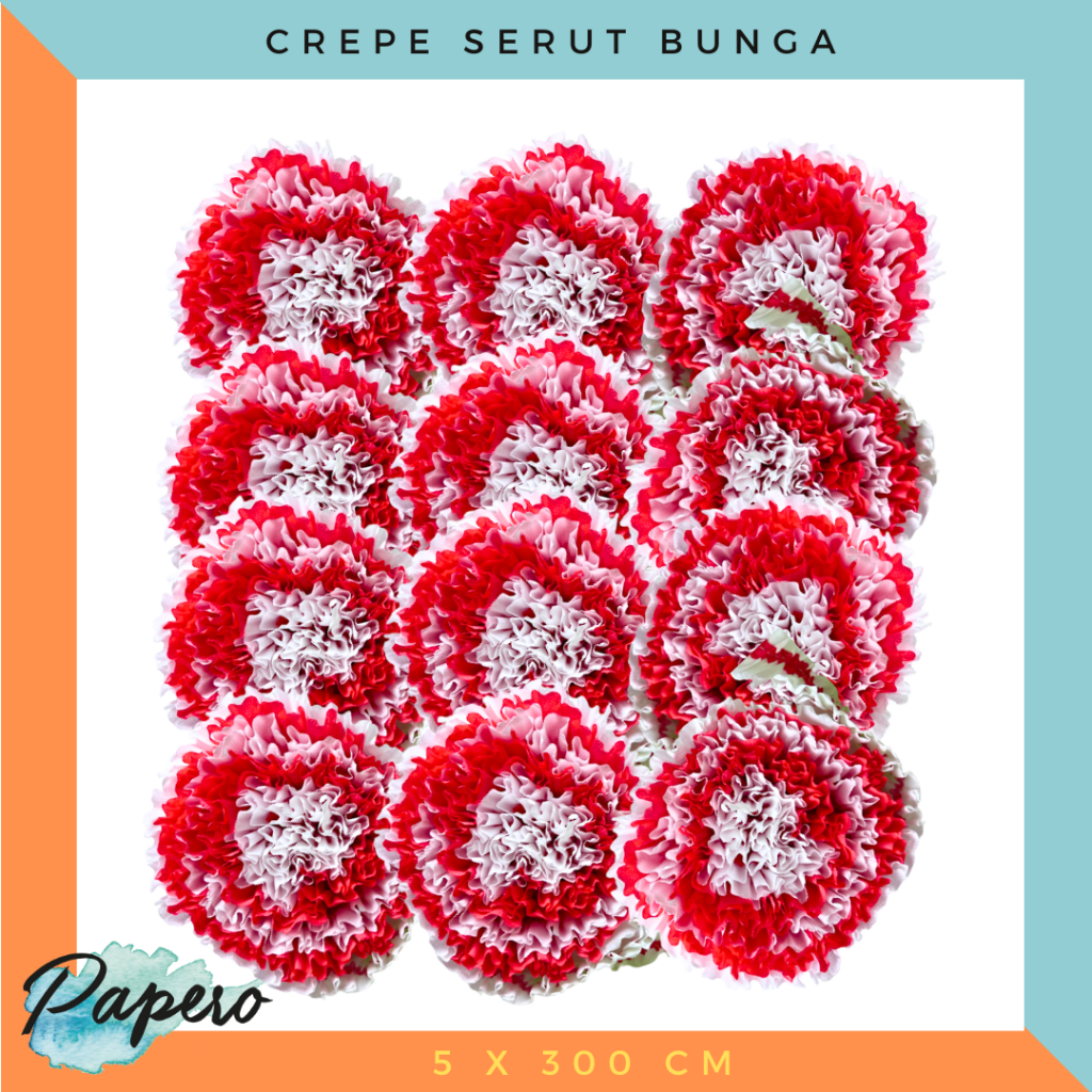 Jual Merah Putih Crepe Gulung / Serut / Renda / Bunga Dekorasi 17 ...