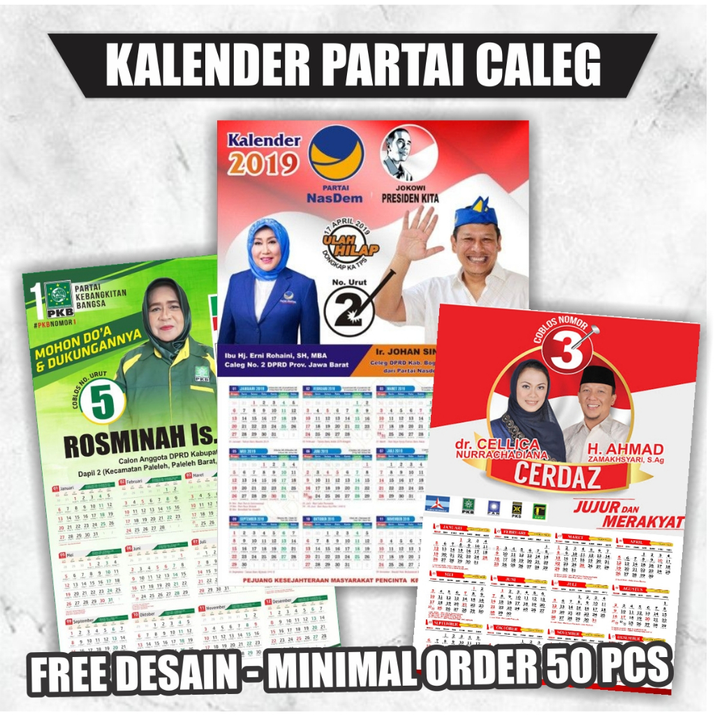 Jual KALENDER CALEG | KALENDER PARTAI | KALENDER MURAH | Shopee Indonesia