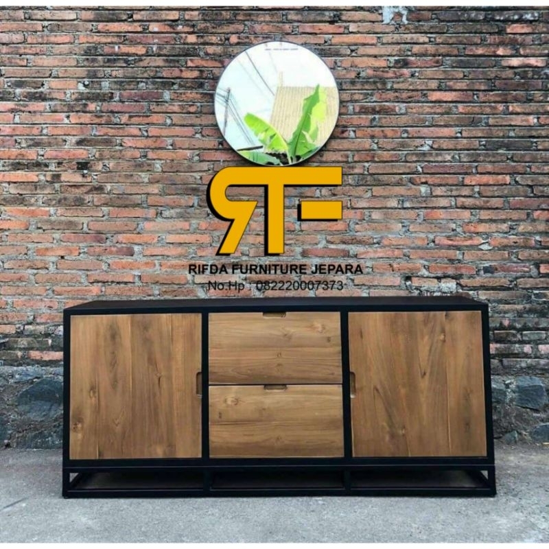 Jual bufet cabinet minimalis jati industrial besi (meja tv,cabinet jati ...