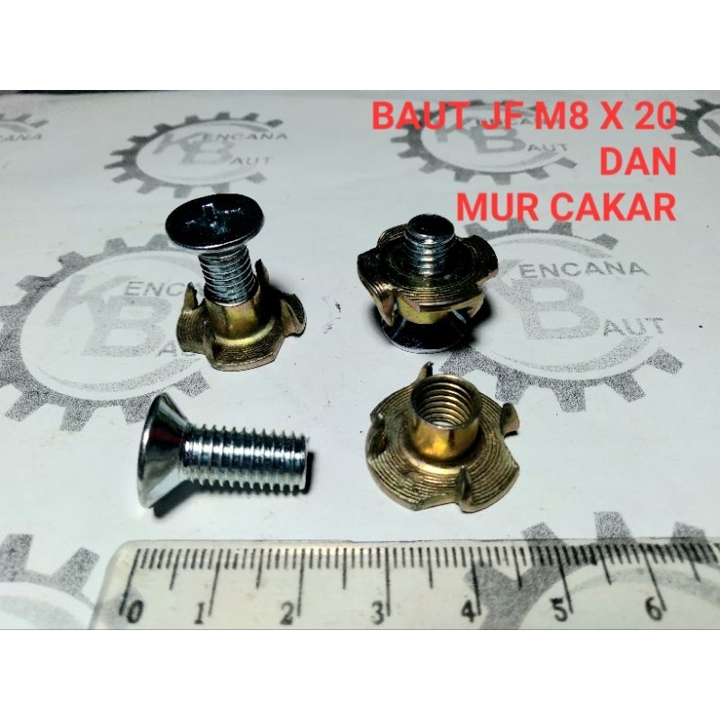 Jual BAUT JF M8 X 20 GALVANIS DAN MUR CAKAR / BAUT SPEAKER KUNCI OBENG PLUS PANJANG 2 CM ...