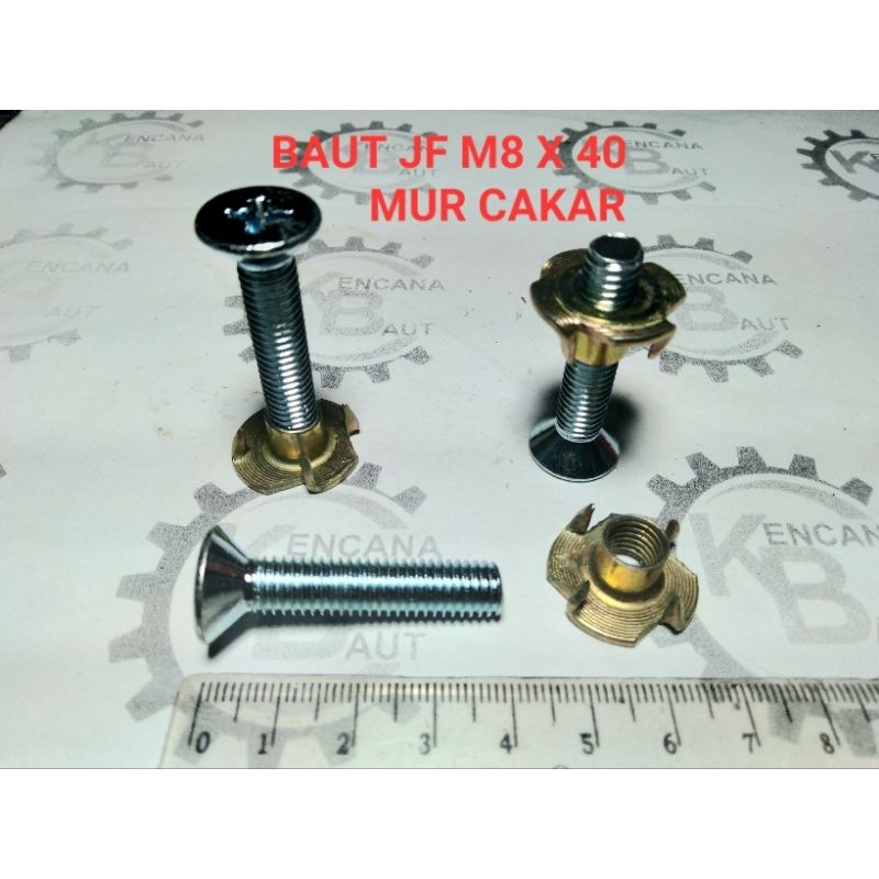 Jual BAUT JF M8 X 40 GALVANIS DAN MUR CAKAR / BAUT SPEAKER KUNCI OBENG PLUS PANJANG 4 CM ...