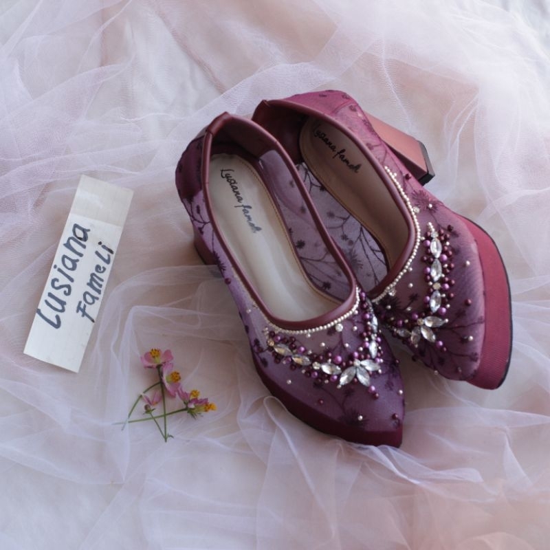 Jual 𝑱𝒊𝒔𝒐𝒐 I Sepatu pengantin wanita sepatu payet hak tahu platform ...