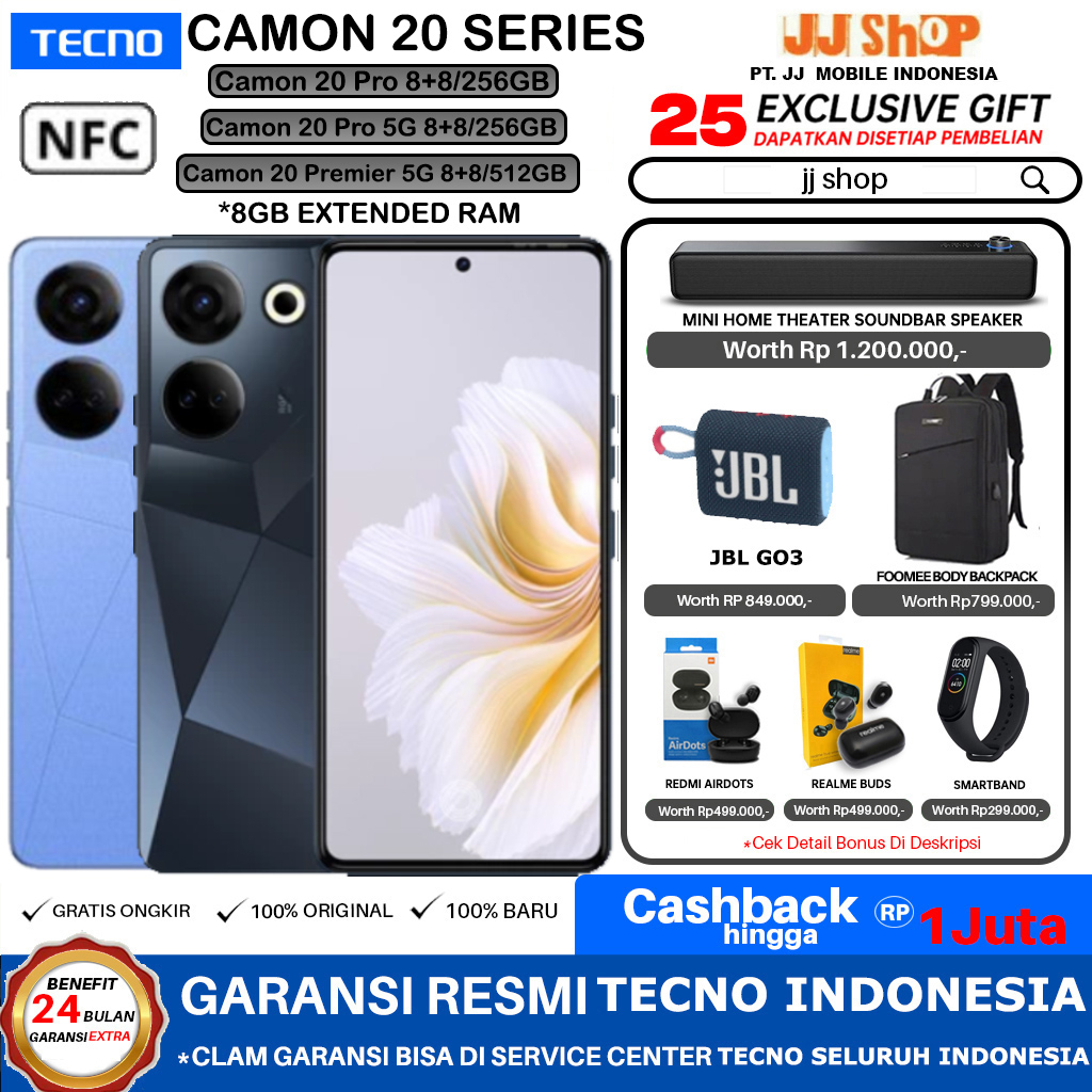 Jual TECNO CAMON 20 PREMIER 5G 8/512 GB - CAMON 20 PRO 5G & 4G 8/256 GB ...