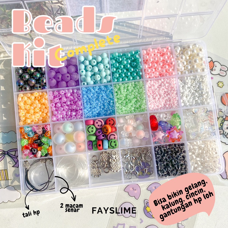 Jual Beads kit complete free stiker | paket meronce | paket manik manik | beads set | set manik ...